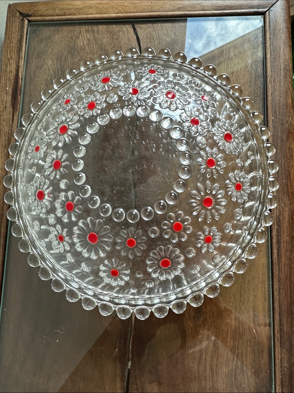 Accents | Mid Century Walther Kristallglas Fabiola Pearl Edge Red ...